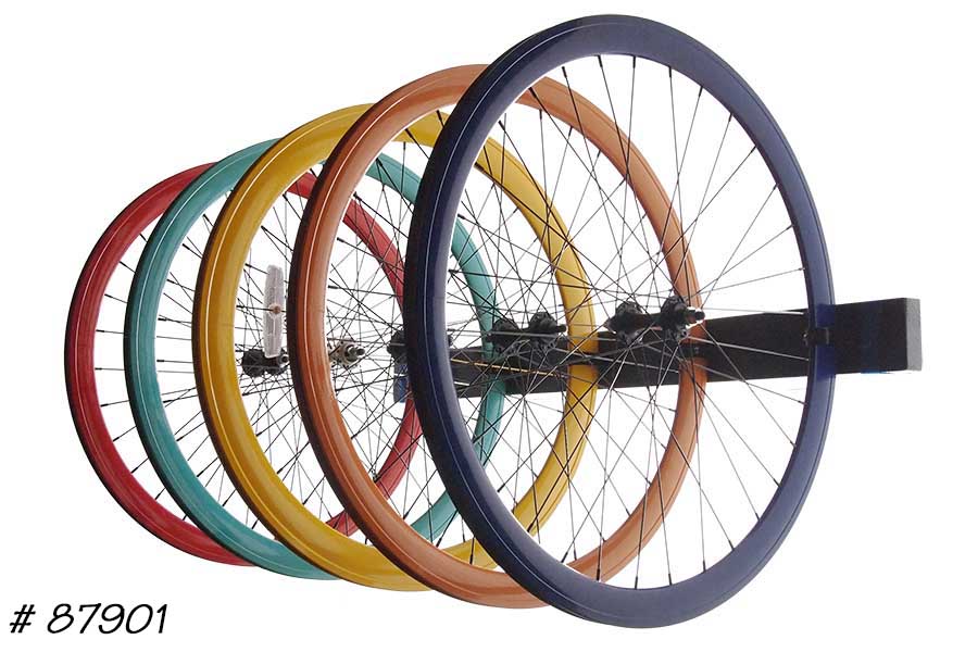 Bicycle Wheels with Wall Rack in Bicycle Art & Furniture