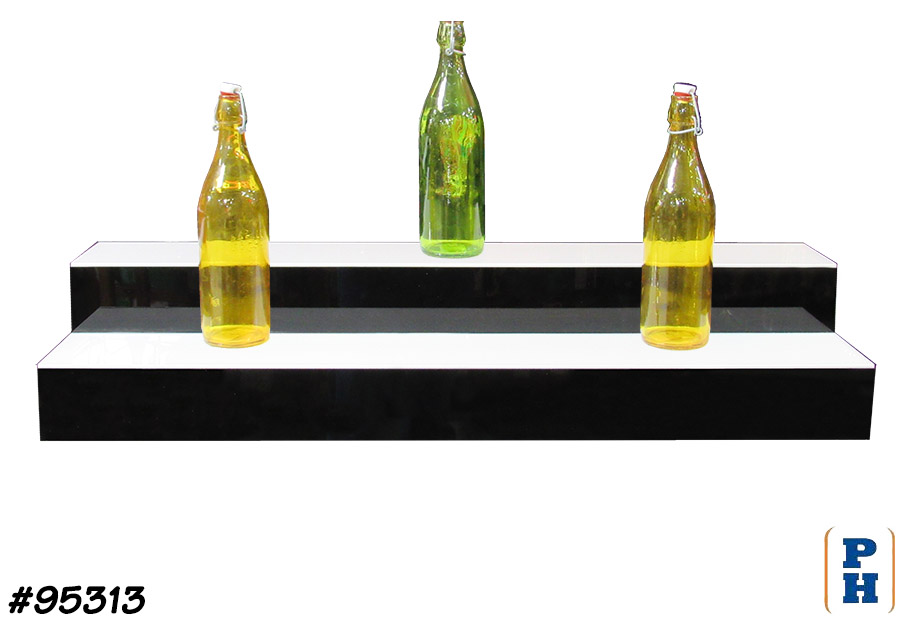 Liquor Bottle Step Display in Bar Dressing