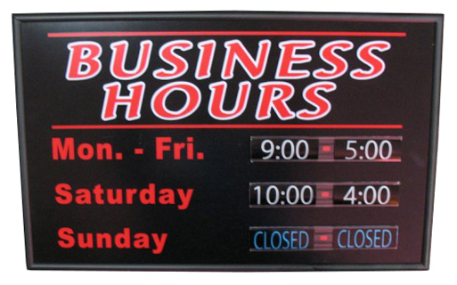 light-up hours sign in Assort. Signs