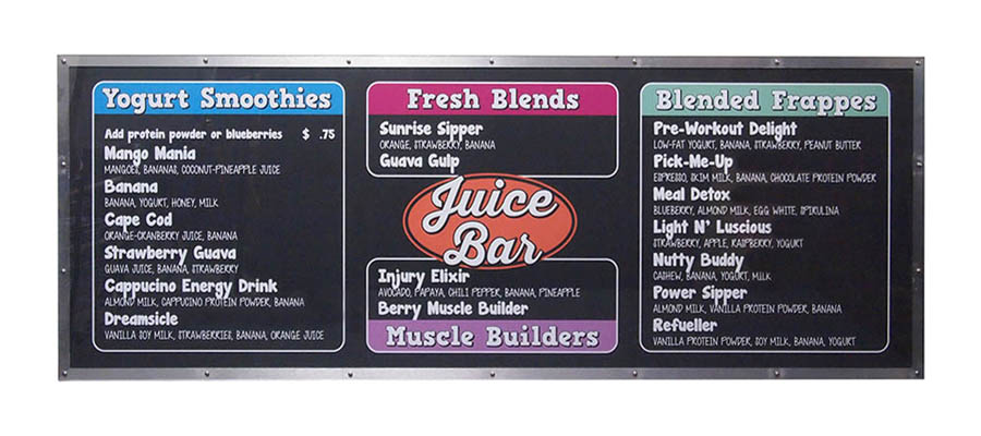 Juice Bar Menu Sign in Cleared Assorted Signs