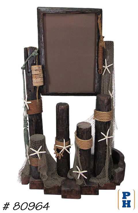 Pier Pilings with Sign Frame in Tiki, Beach & Nautical