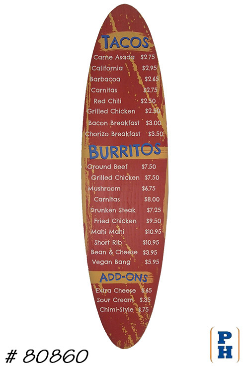 Surfboard Sign in Cleared Wood Signs